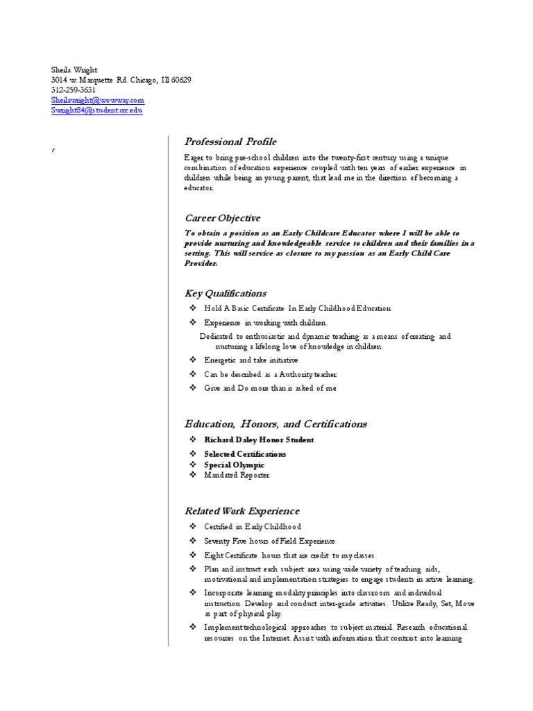 Sheila Wright-2014 Resume - 258 New | PDF