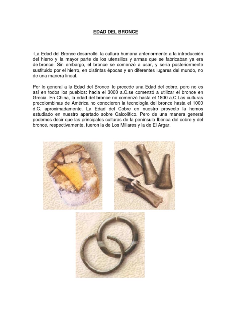 Edad Del Bronce y Hierro | PDF | Edad de Bronce | Edad de Hierro