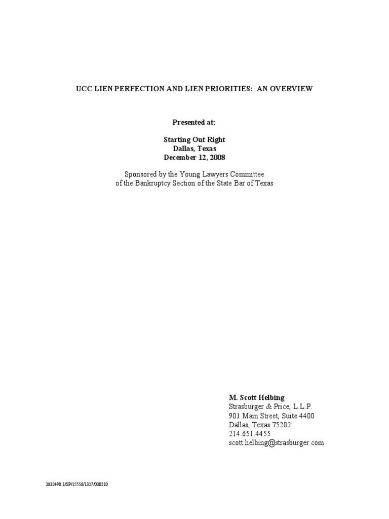 UCC Lien Perfection Guide | PDF | Security Interest | Tax Lien