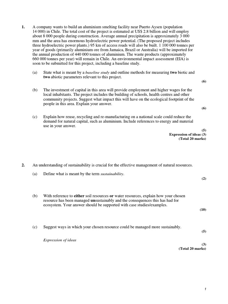 IB Questions - ESS Population | PDF | Energy Development | Sustainability