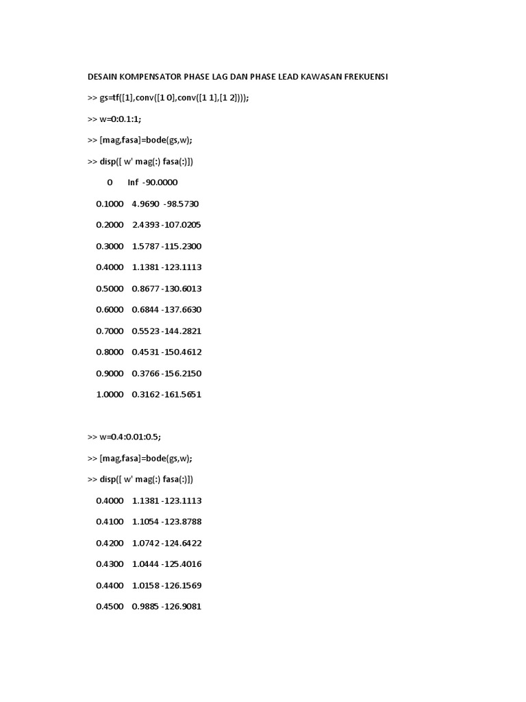 Desain Kompensator Phase Lag dan Lead | PDF | Functions And Mappings ...