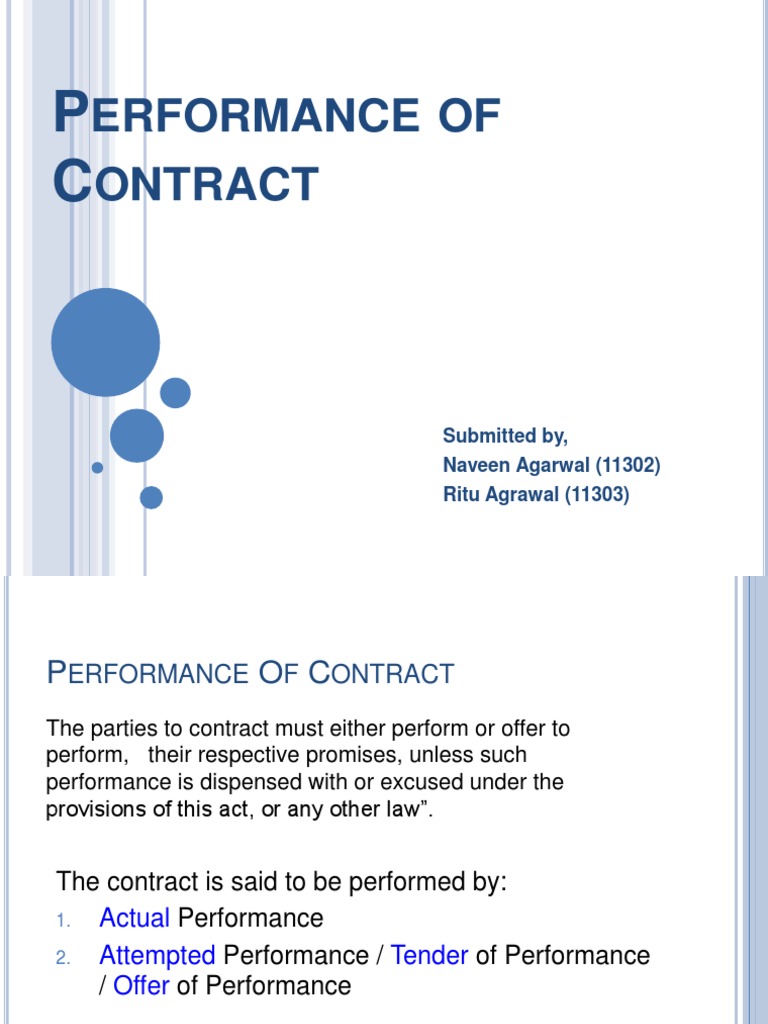 Performance of Contract | PDF | Appropriation (Law) | Debtor