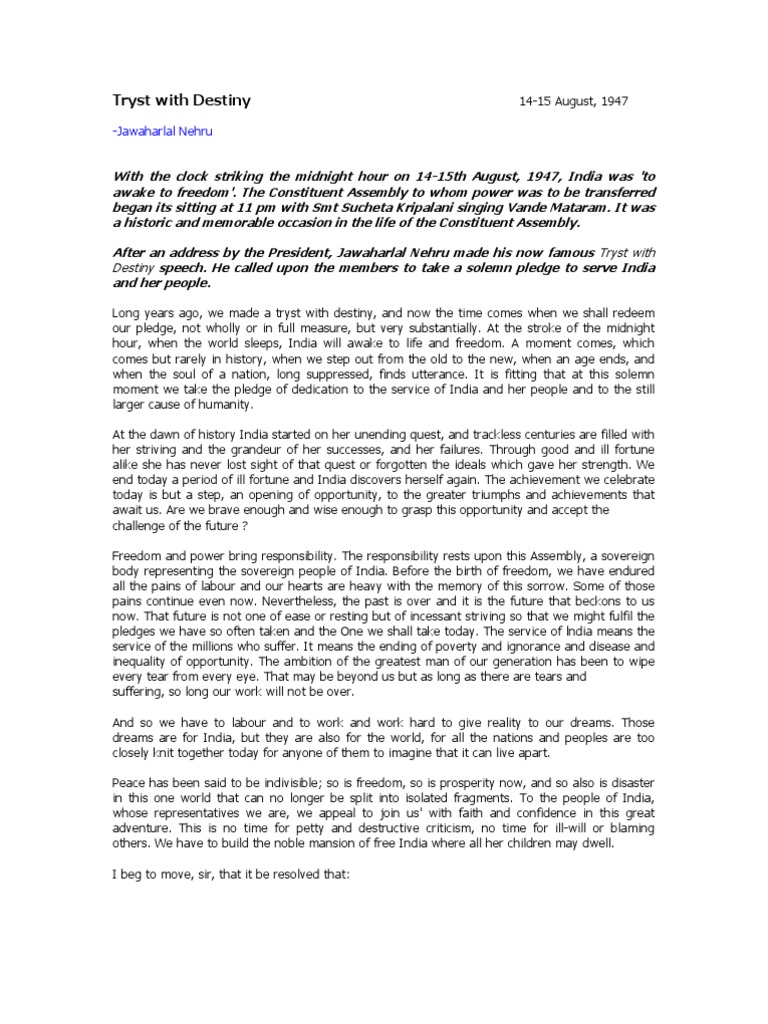 Tryst With Destiny | PDF