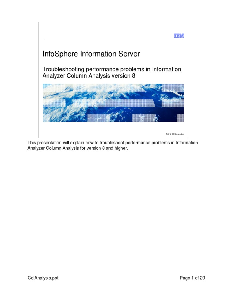 Information Analyzer Column Analysis | PDF | Sql | Troubleshooting