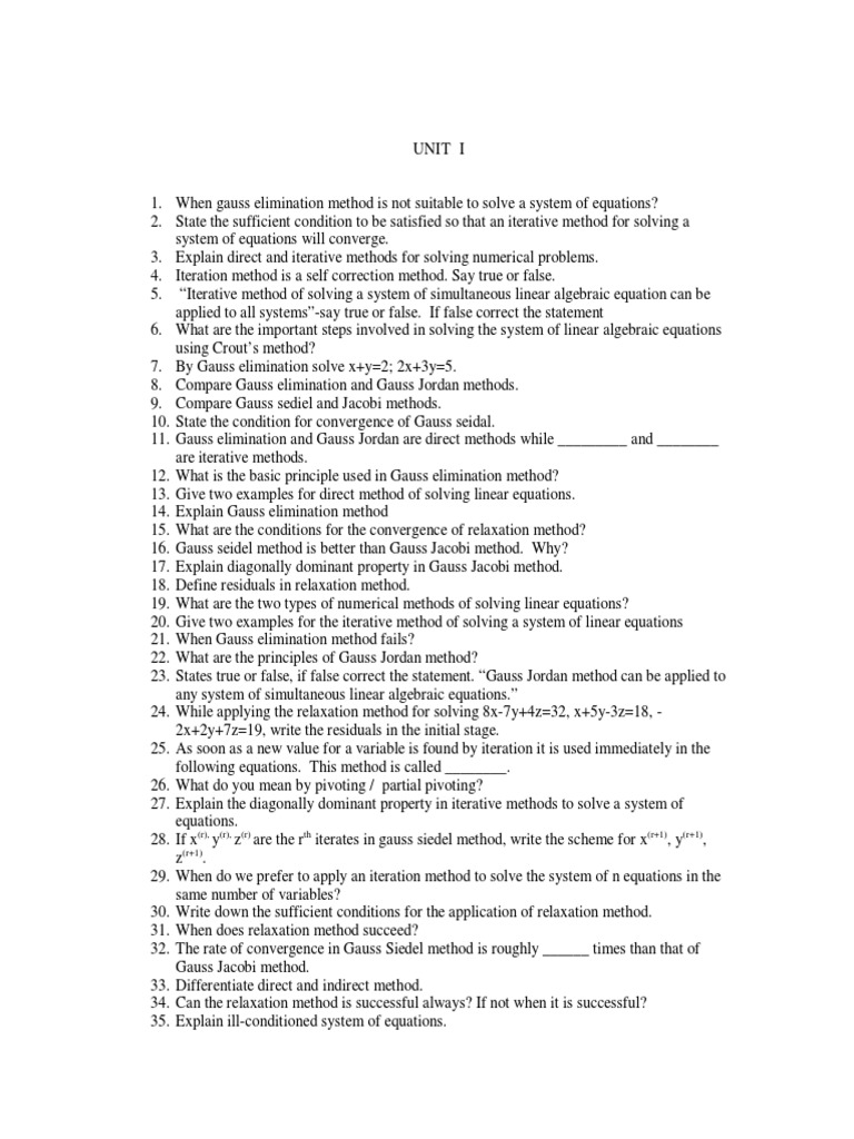 Unit - 1 - Two Mark Questions | PDF | Partial Differential Equation ...