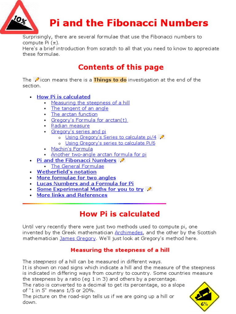 Pi and The Fibonacci Numbers | PDF
