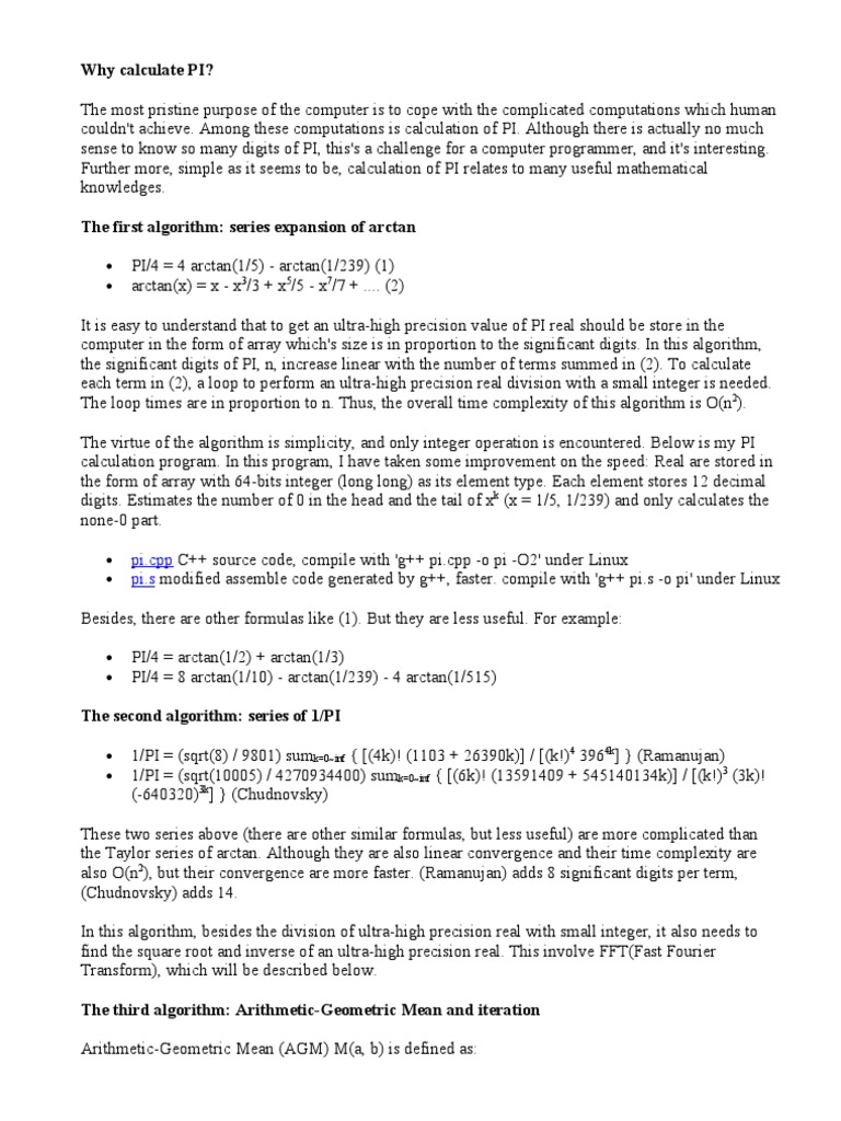 Why Calculate PI | PDF | Discrete Fourier Transform | Pi