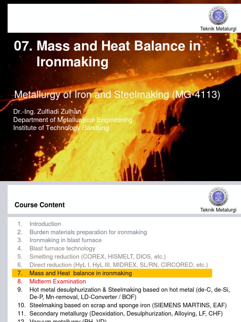 Mass and Heat Balance in Ironmaking | PDF | Steelmaking | Pig Iron