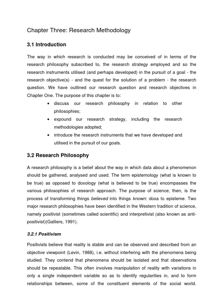 Chapter Three: Research Methodology | PDF | Case Study | Survey Methodology