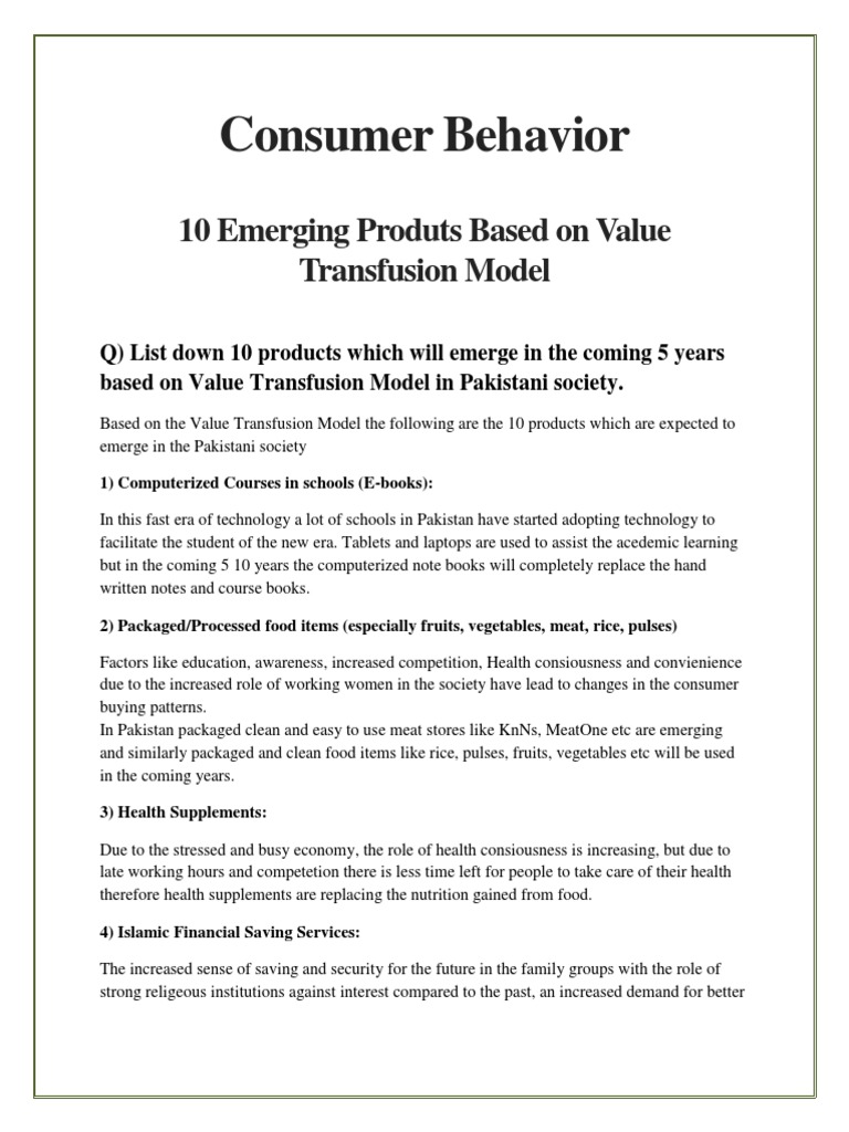 Consumer Behavior - Value Transfusion Model | PDF | Consumer Behaviour ...