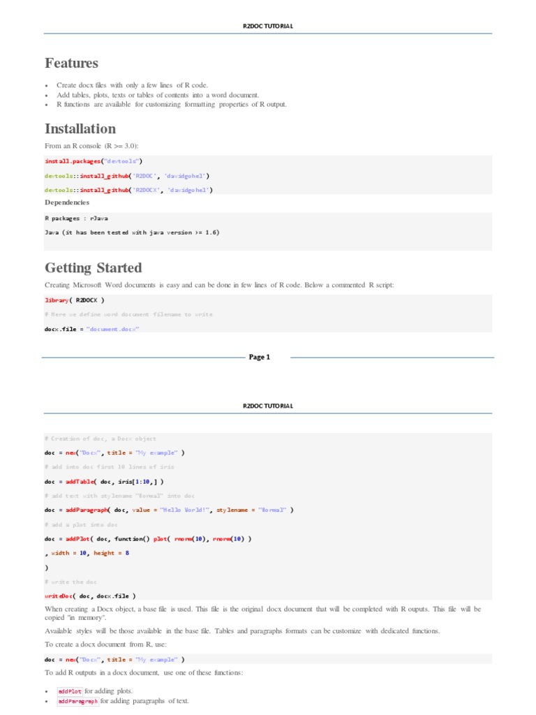 R2doc Tutorial | PDF | Function (Mathematics) | Parameter (Computer Programming)