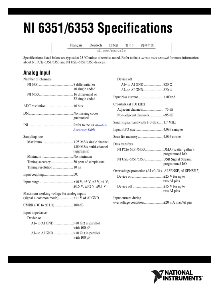 Ni 6353 Daq | PDF | Sampling (Signal Processing) | Electrical Connector