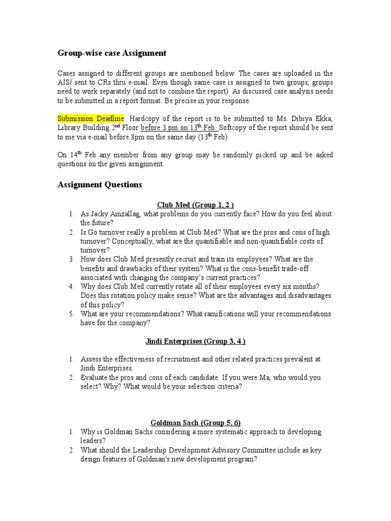 HR Case Assignments | PDF | Multinational Corporation | Evaluation