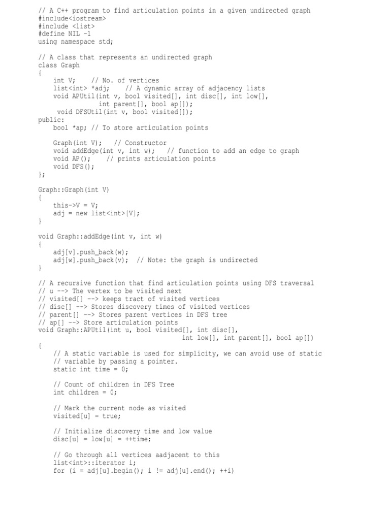 Articulation Points | PDF | Vertex (Graph Theory) | Combinatorics