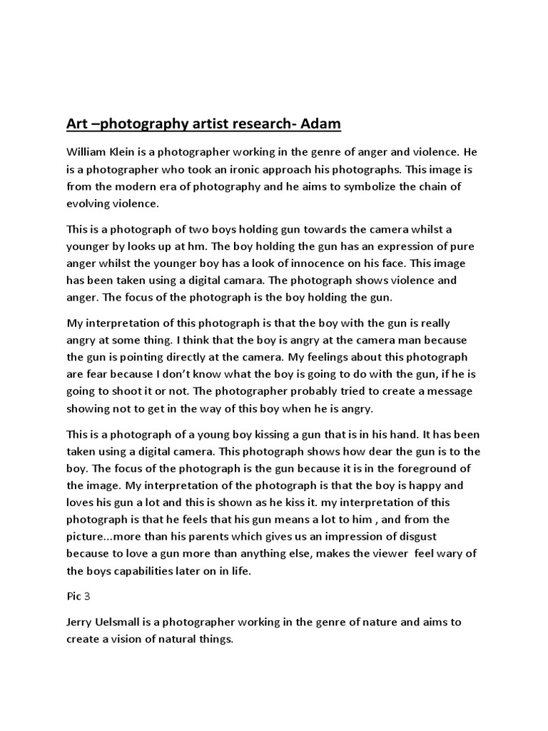 Art - Photography Artist Research-Adam | PDF | Anger | Photograph