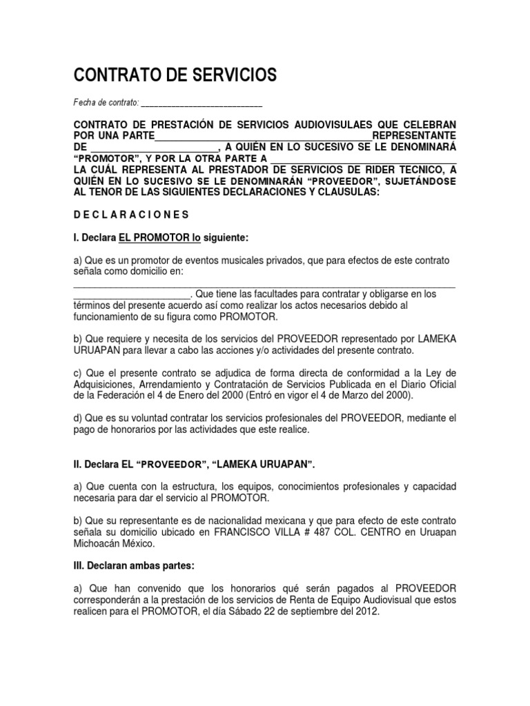 Contrato de Servicios | PDF | Pagos | Bancos