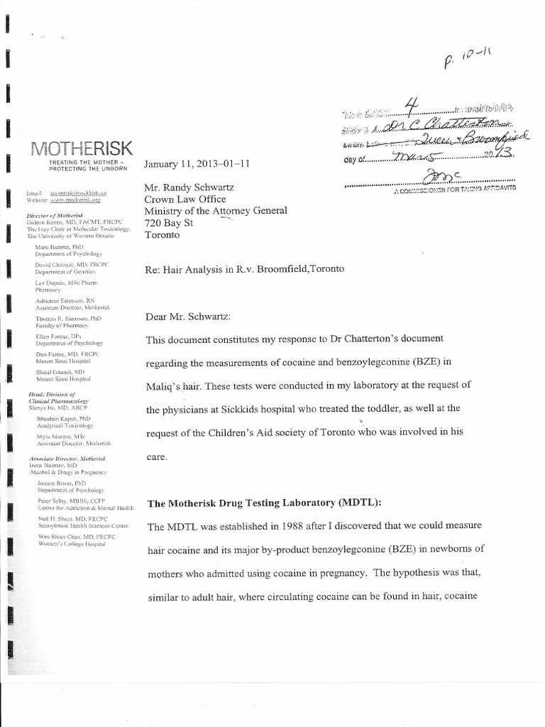 Dr. Gideon Koren Response To Dr. Chatterton Witness Statement | PDF ...