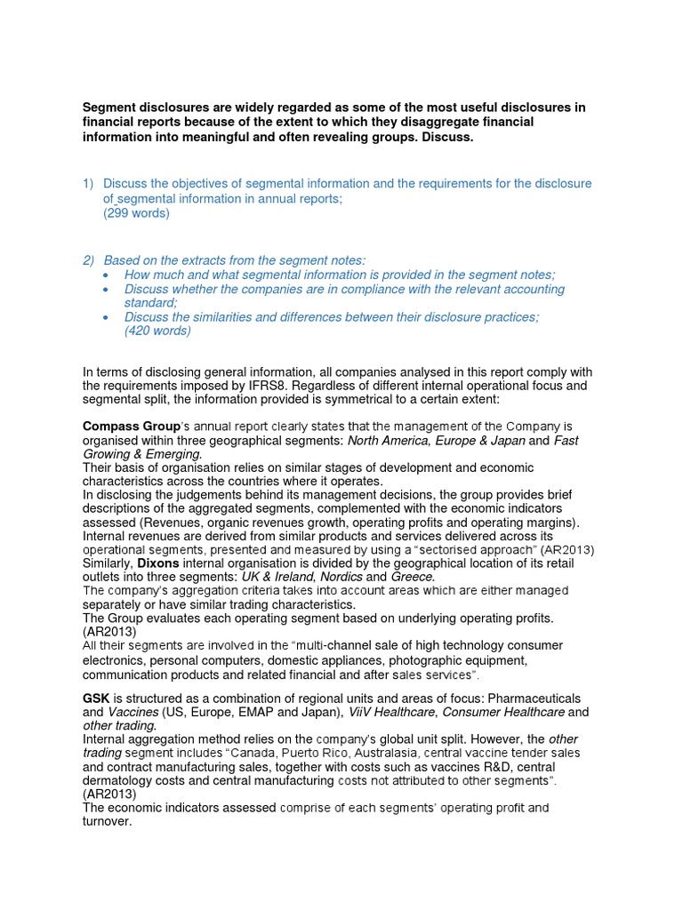Analysis of Segment Disclosure Practices and Compliance with IFRS 8 ...
