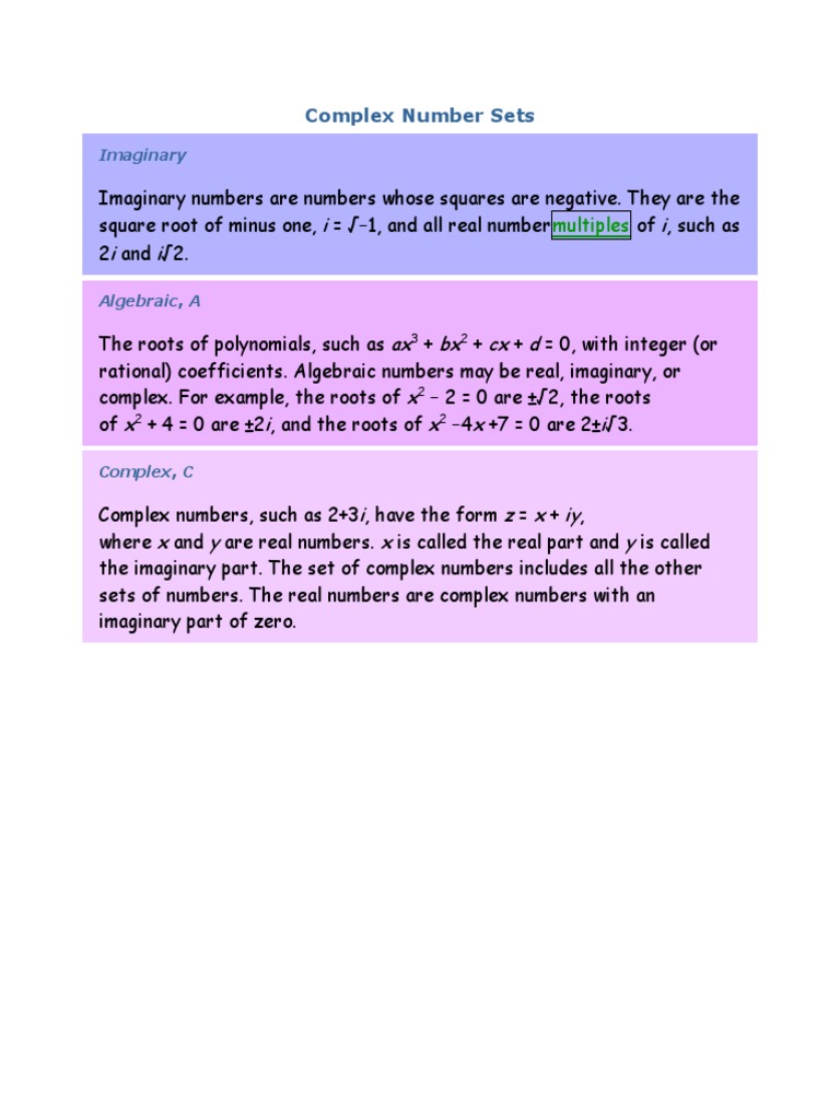 Understanding Complex Number Sets | PDF