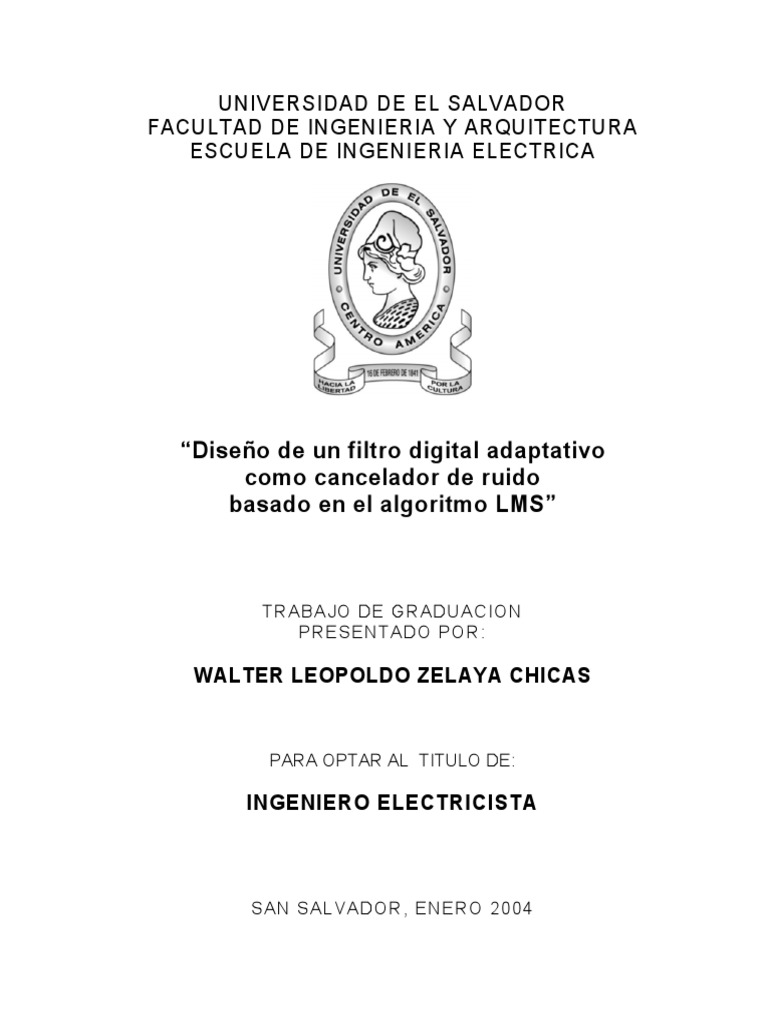 Diseño de Un Filtro Digital Adaptativo Como Cancelador de Ruido Basado ...