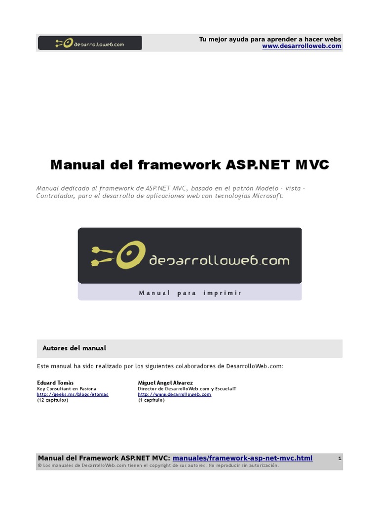 Manual Framework Asp Net PDF | PDF | Modelo – Vista – Controlador | Páginas del servidor activo