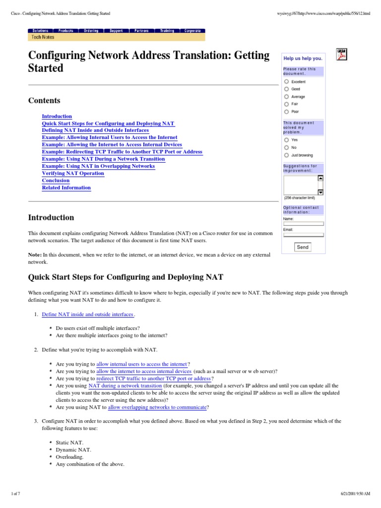 Cisco - Configuring NAT | PDF | Ip Address | Router (Computing)