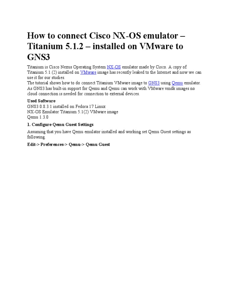 How To Connect Cisco NX OS Emulator - Titanium 5 1 2 | PDF | Router ...