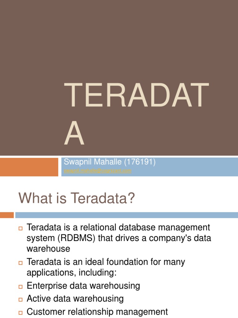 1.1 Teradata Architecture | PDF | Data Warehouse | Databases 1.1 Teradata Architecture | PDF | Data Warehouse | Databases