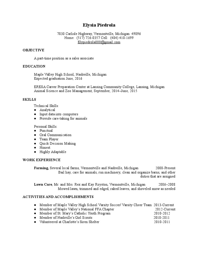 Elysia Piedrola: Objective | PDF | Career & Growth