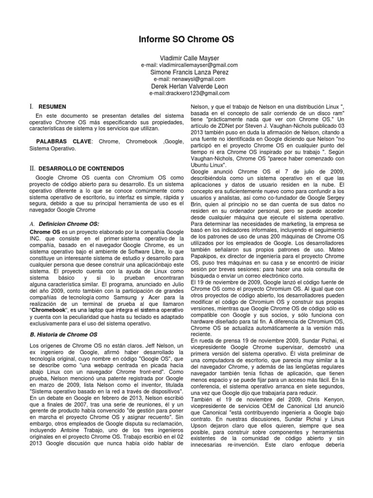 Informe Chrome Os | PDF | Google Chrome | Google
