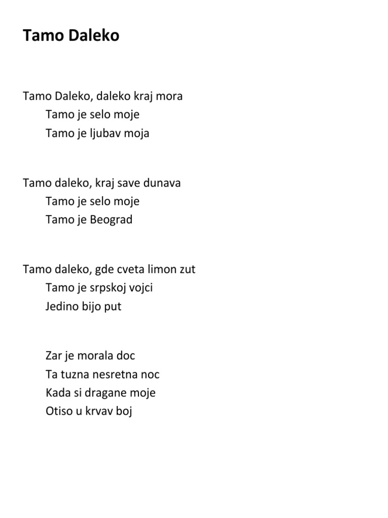 Tamo Daleko | PDF