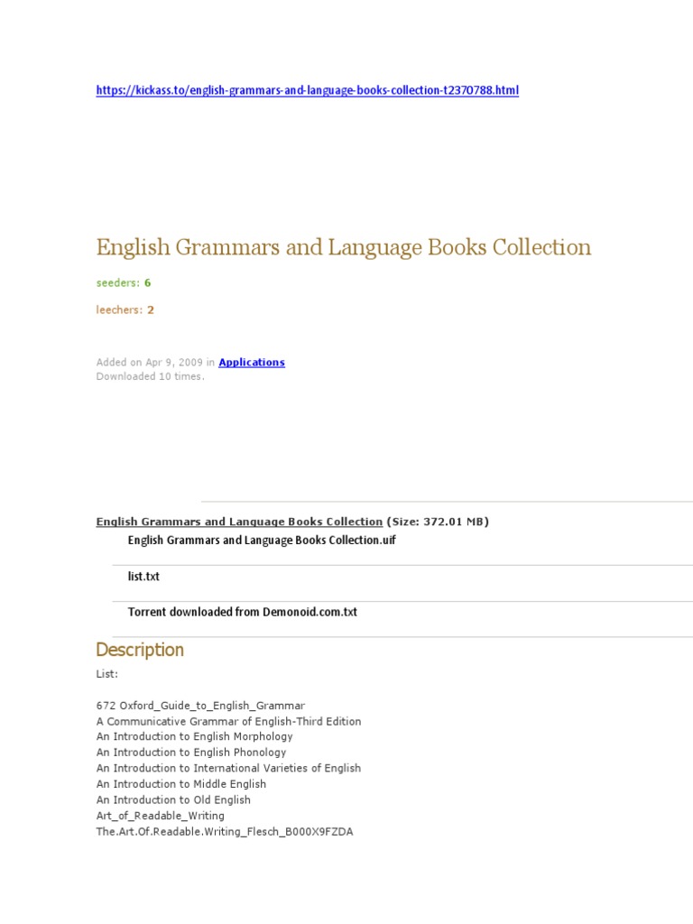 English Grammars and Language Books Collection | PDF
