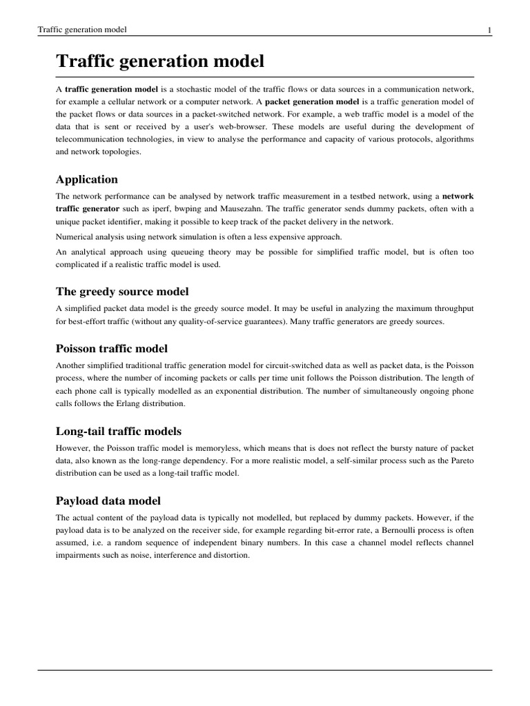 Traffic Generation Model: Application | PDF | Electronics | Network ...