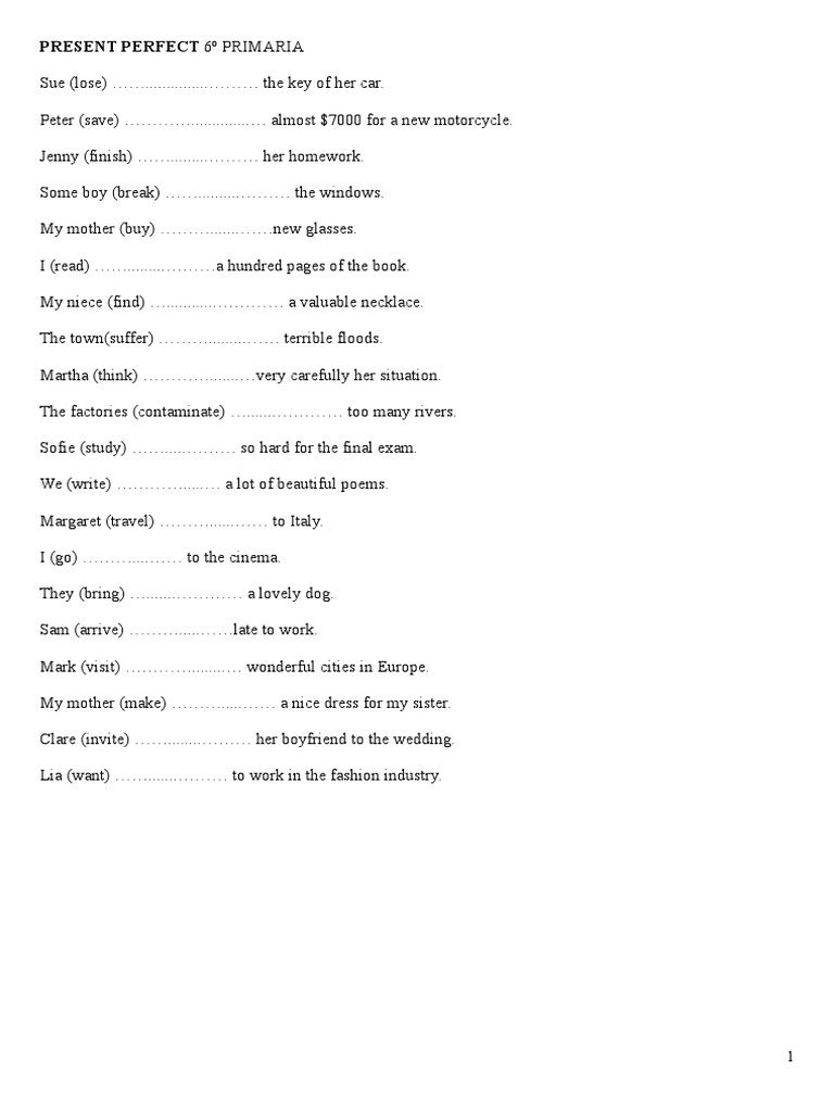 Present Perfect 6º Primaria | PDF | Home & Garden