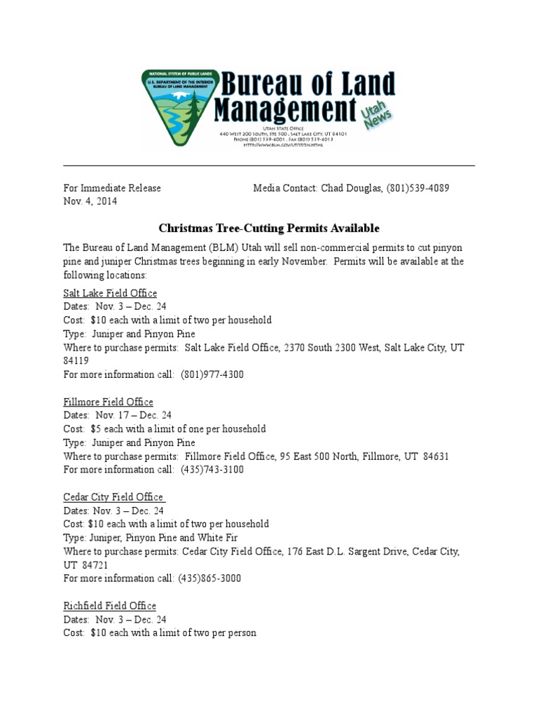 Christmas Tree Permit Information | PDF | Bureau Of Land Management | Trees