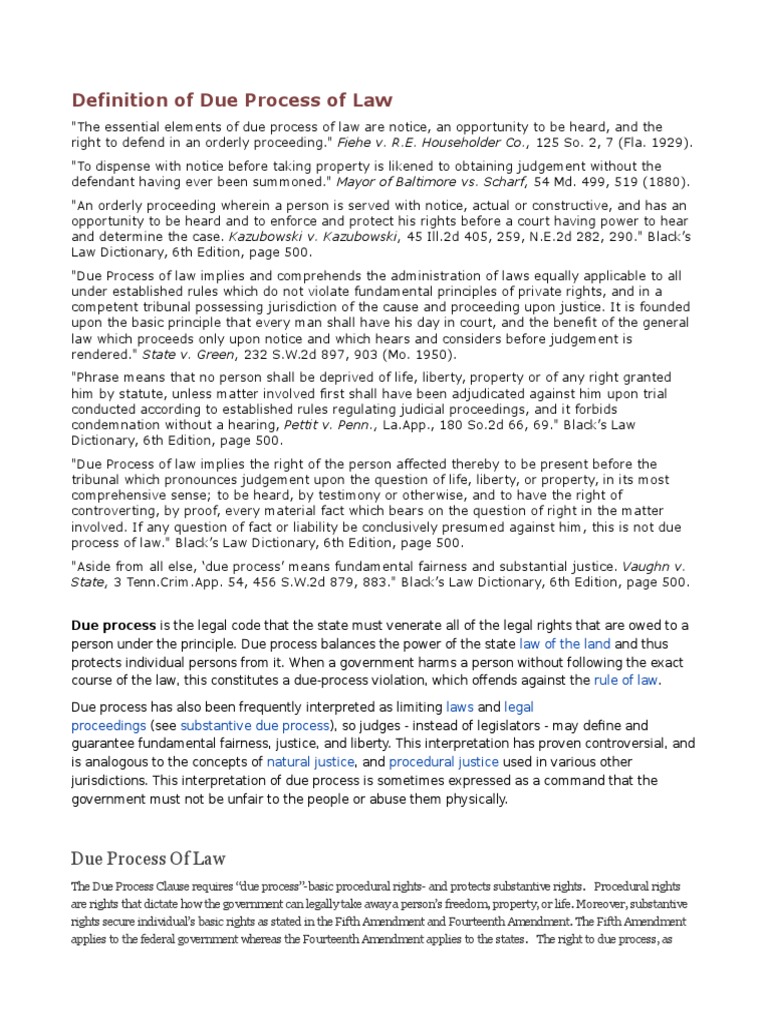 Definition of Due Process of Law | PDF