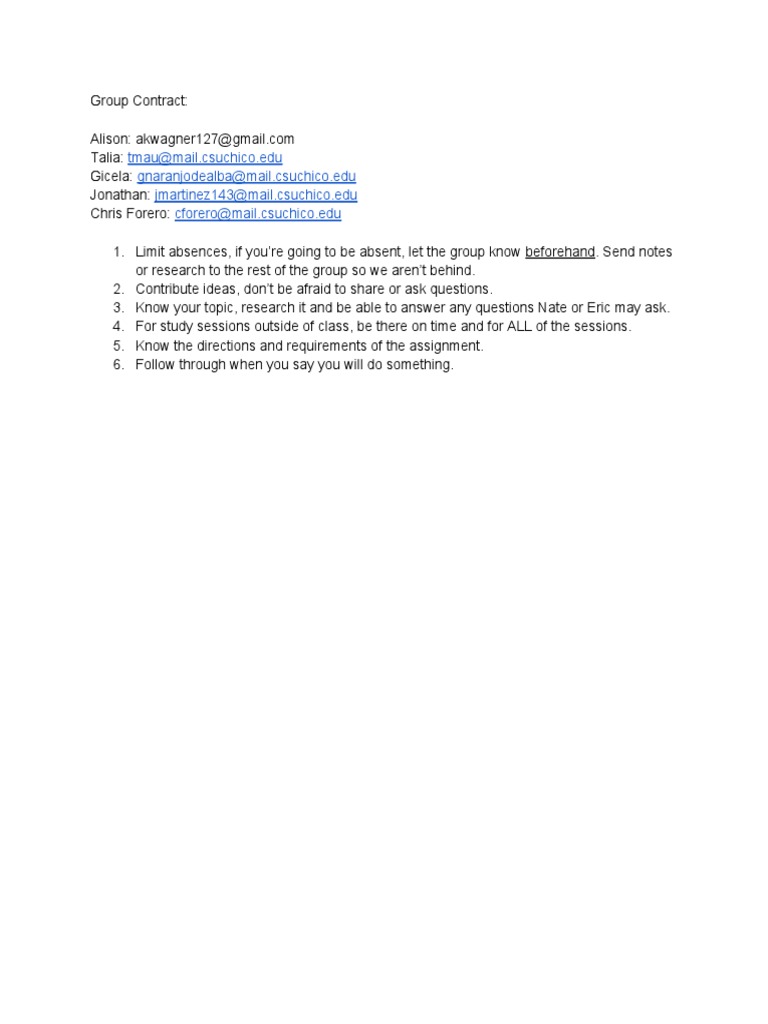 Group Work Contract Guidelines | PDF | Lifestyle