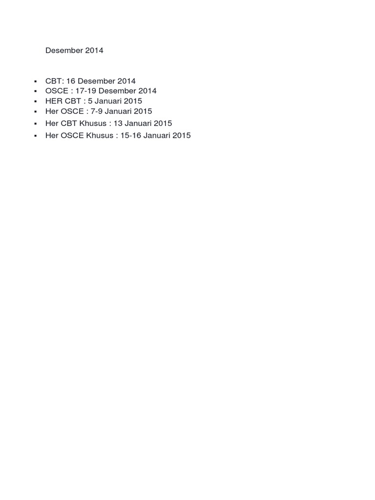 Exit Exam Schedule December 2014 | PDF