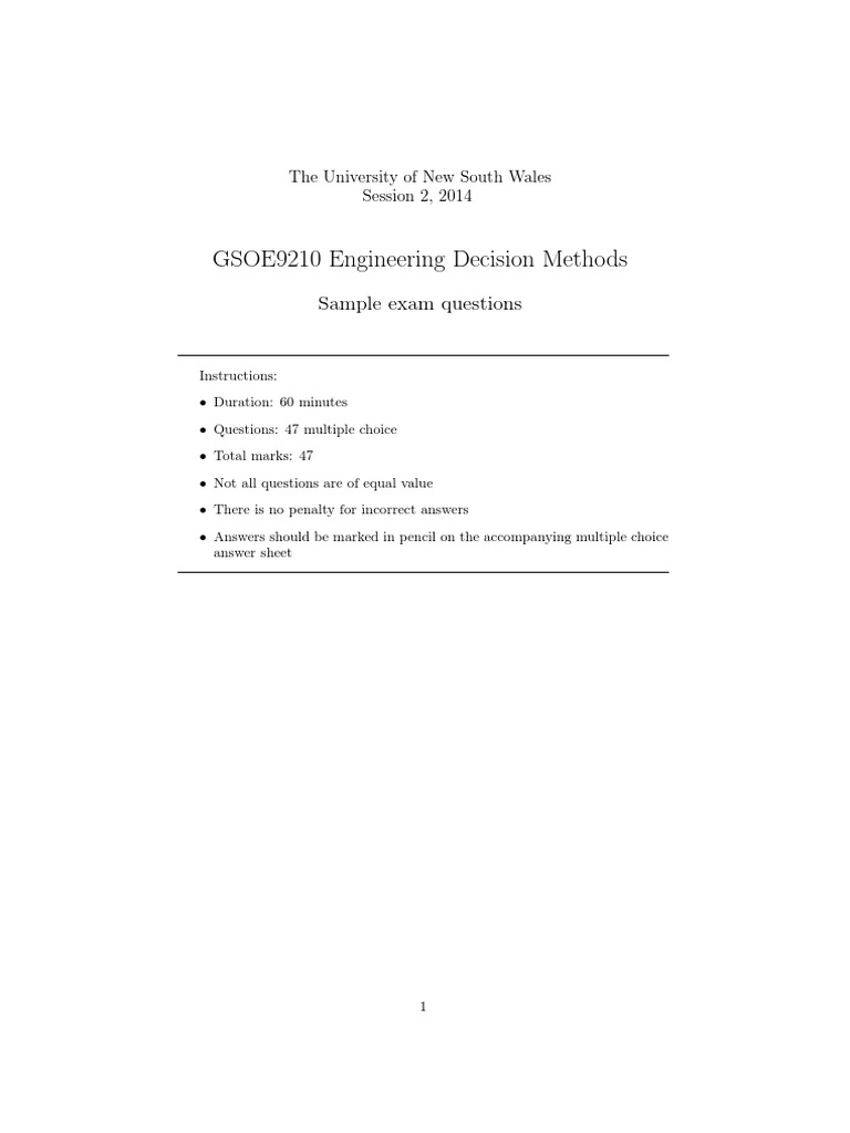 Sample Examen Question | PDF | Multiple Choice | Utility