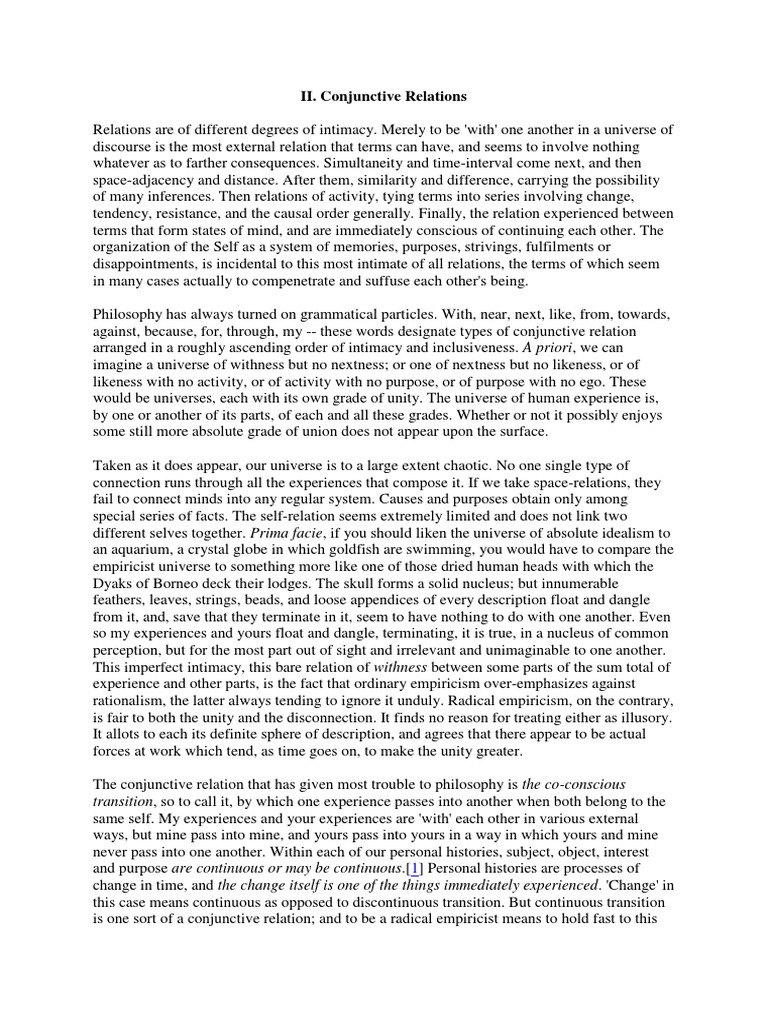 II. Conjunctive Relations: Transition, So To Call It, by Which One ...