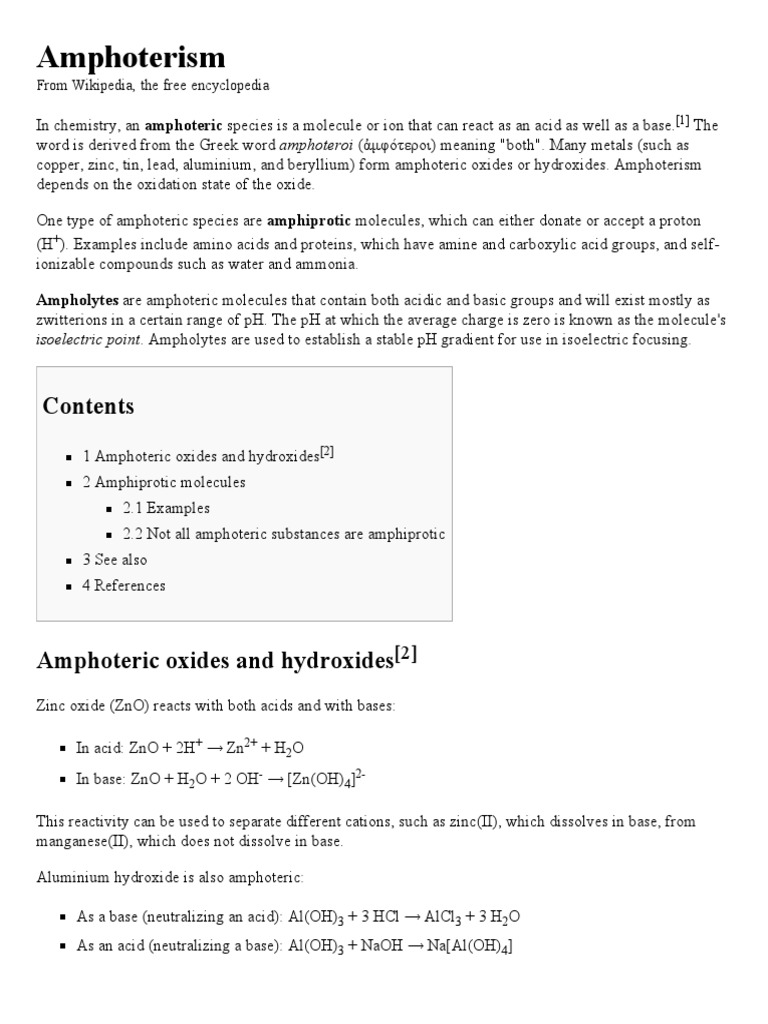 Amphoterism | Chemical Compounds | Molecules