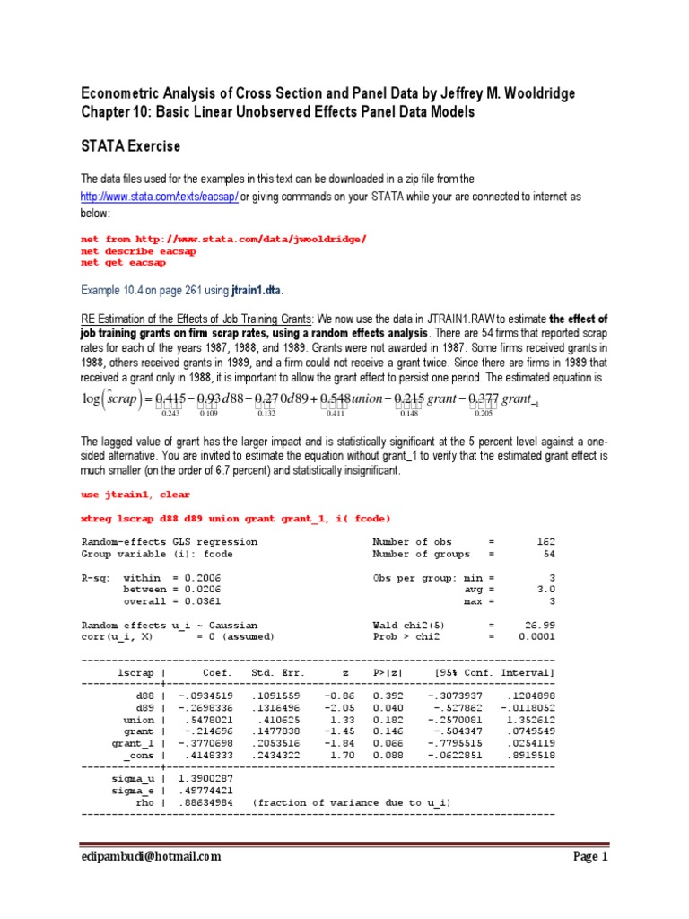 Wooldridge Example | PDF | Chi Squared Distribution | Errors And Residuals