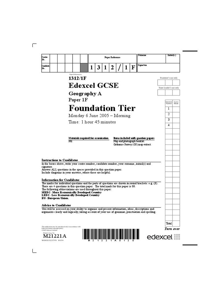 Foundation Tier: Edexcel GCSE | PDF | Valley | Ordnance Survey