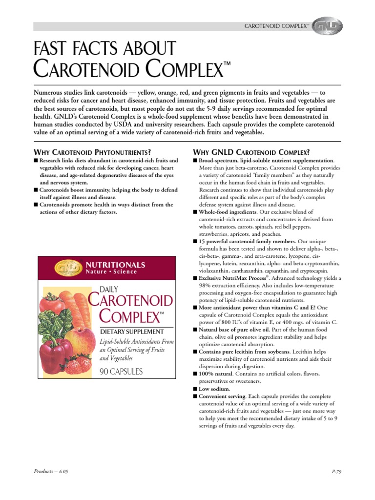 GNLD Carotenoid Complex - Fast Facts | PDF | Carotenoid | Dietary ...