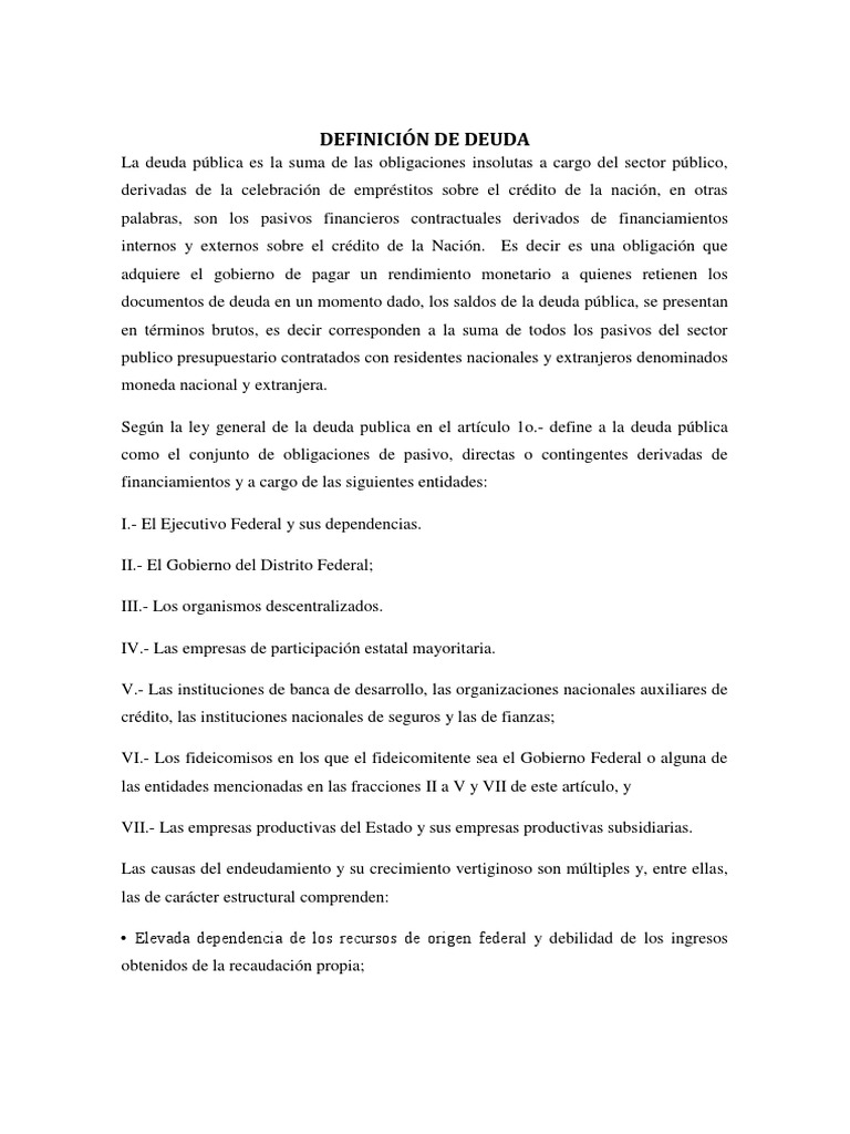 Definición de Deuda Publica | PDF | Deuda gubernamental | Deuda