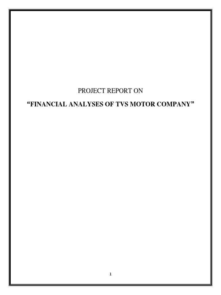 Financial Analyses of Tvs Motor Company: Project Report On | Download ...