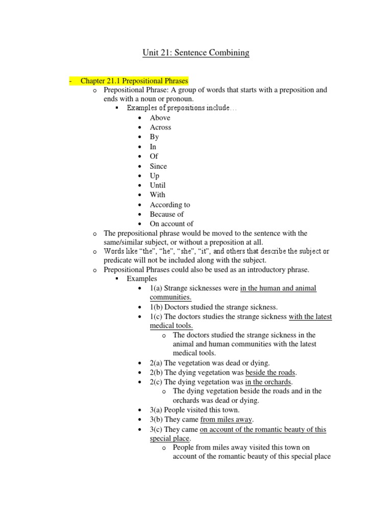 Sentence Combining | PDF | Adjective | Subject (Grammar)