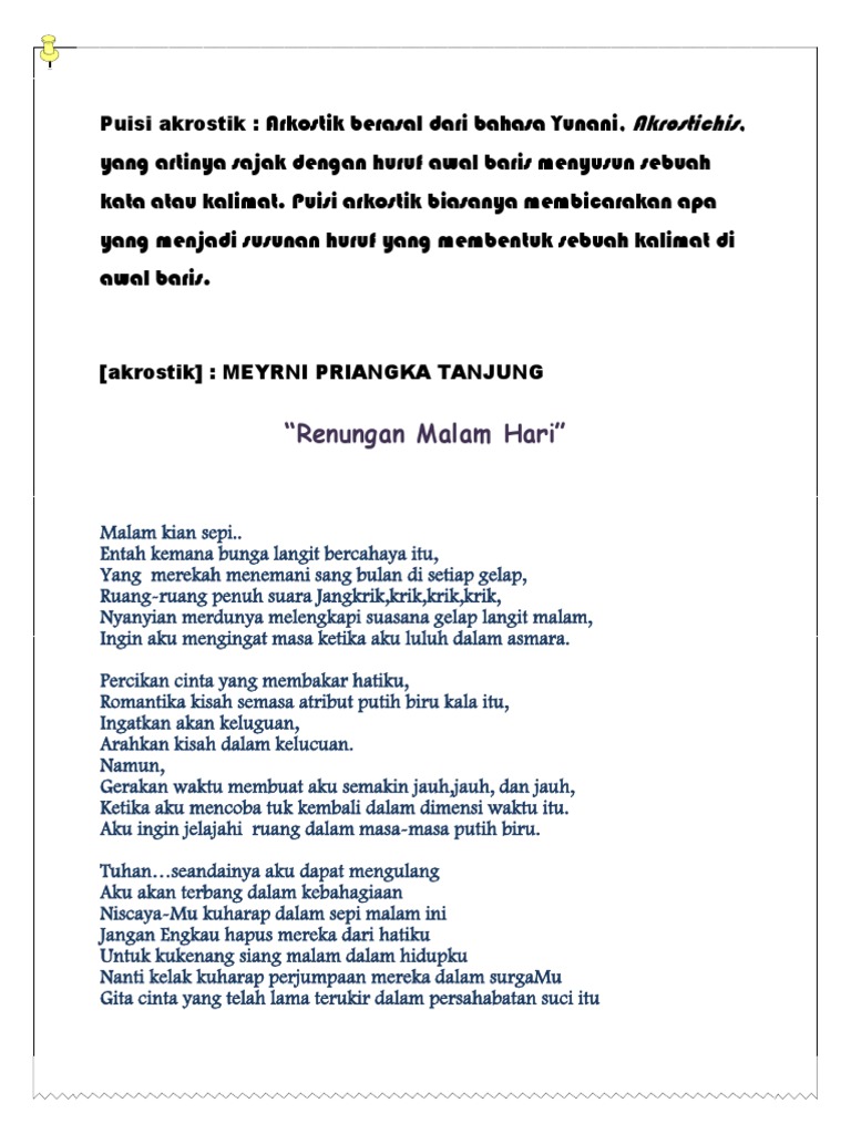 Contoh PUISI AKROSTIK | PDF