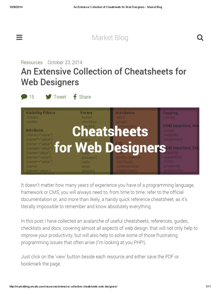 Web Design Cheatsheets Collection | PDF | Web Design | Word Press