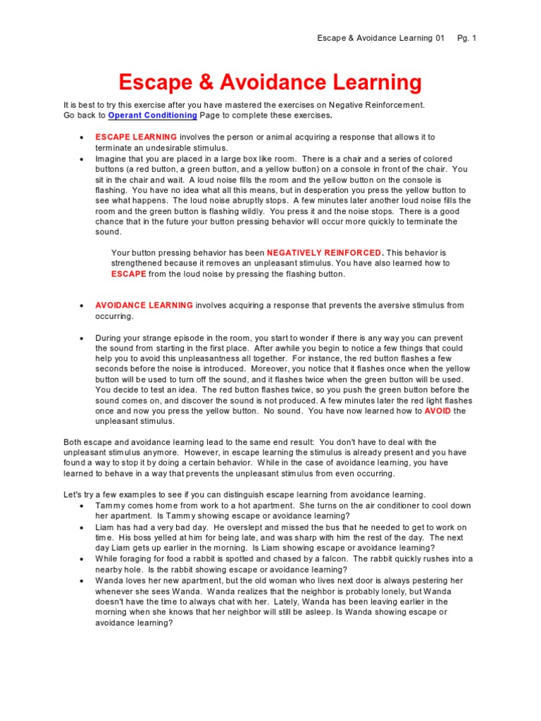 003 Escape & Avoidance Learning 01 | Mental Processes ...